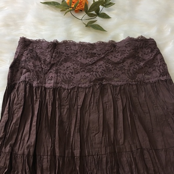 Skirts | Elastic Waist Brown Ruffles Midi Skirt Nwt | Poshmark